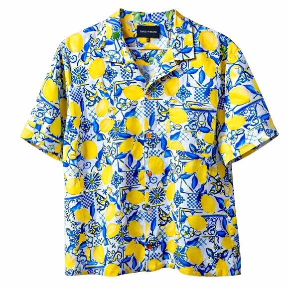 Lucky Brand | Shirts | Lucky Brand Lemon Print Camp Collar Button Up ...